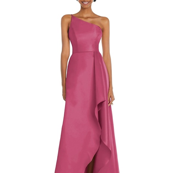 ALFRED SUNG | Dresses | Alfred Sung Oneshoulder Satin Gown In Tea Rose ...